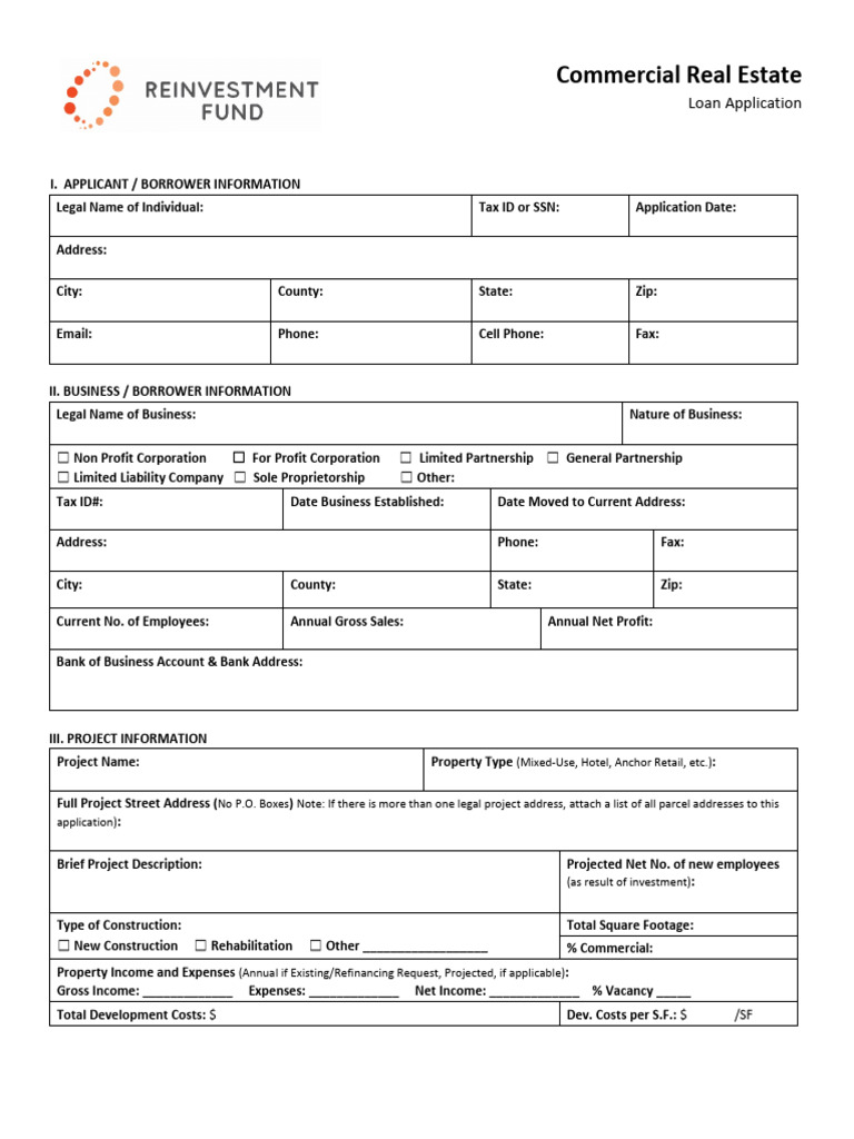 CRE Loan Application 1 2 | PDF | Loans | Financial Statement