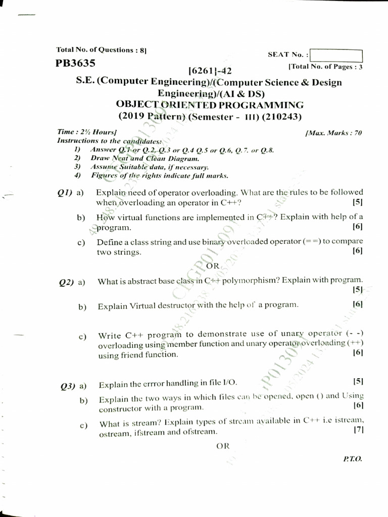 Endsem Paper 3 | PDF | C++ | Programming Paradigms