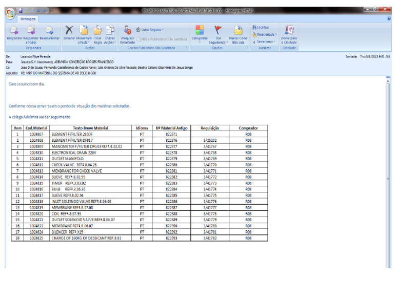 MRP Sistema de Ar Seco | PDF