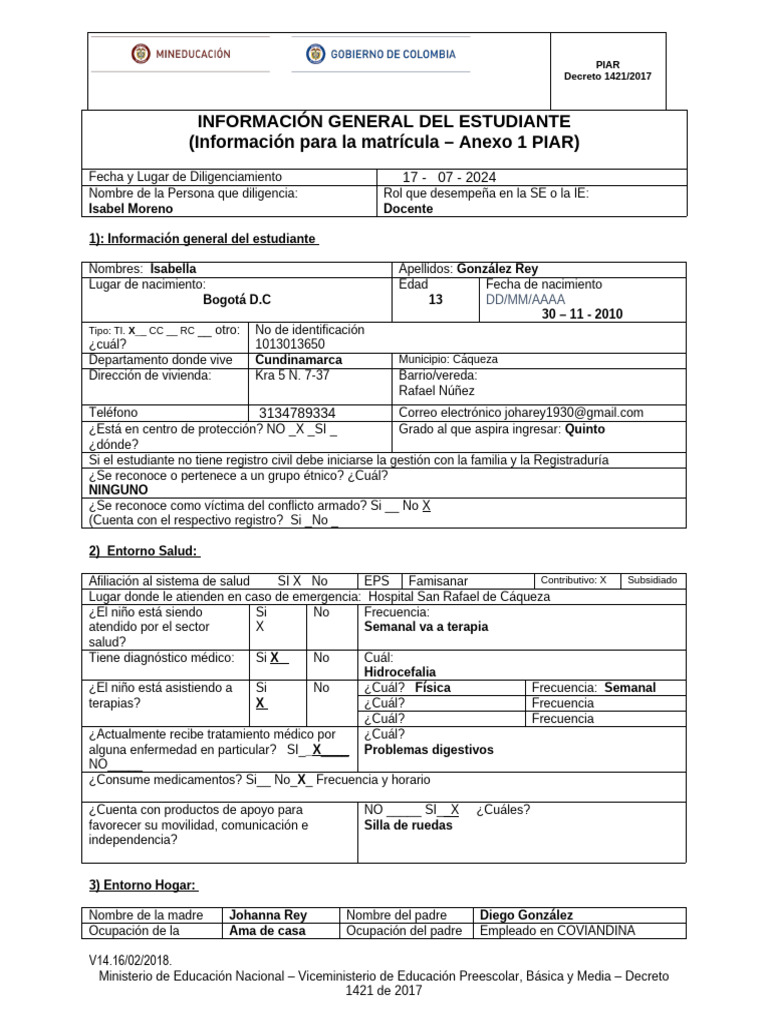 PIAR IEDUC Isabella González Rey 2024 cuarto (1) | PDF | Educación de la primera infancia