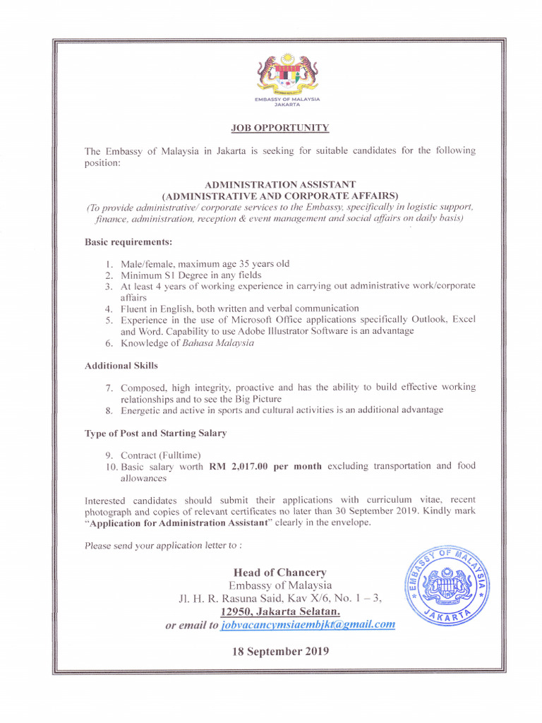 Admin Assistant Job in Jakarta | PDF