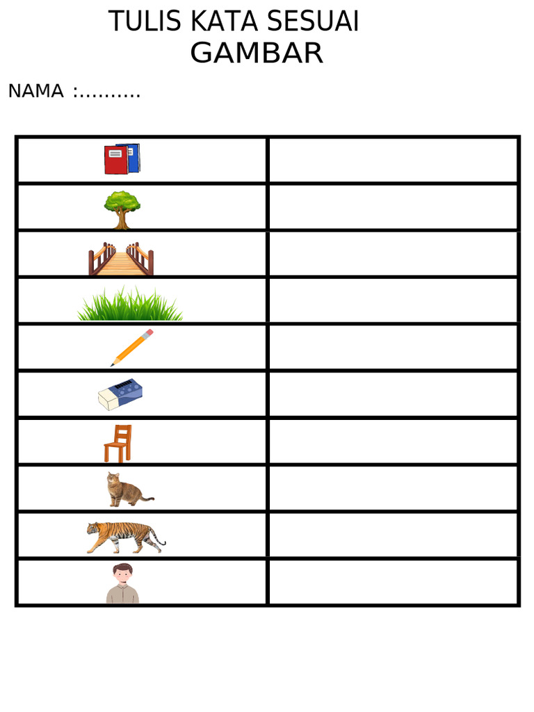 TULIS KATA SESUAI GAMBAR | PDF