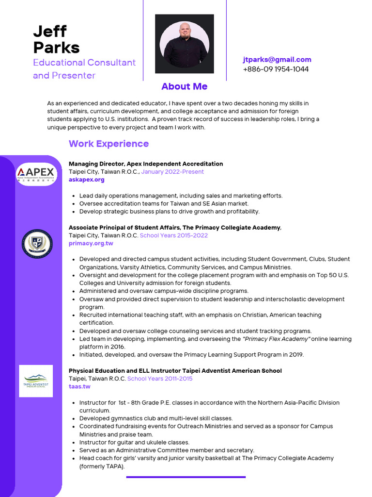 Jeff Parks Resume 2024 | PDF | Student Affairs