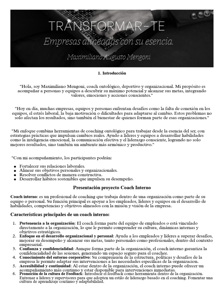 Proyecto internal coach.docx (4) (2) | PDF | Liderazgo | Business Proyecto internal coach.docx (4) (2) | PDF | Liderazgo | Business