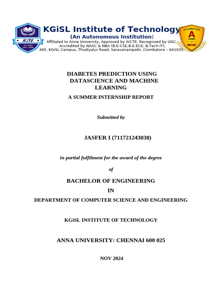 Sample INTERNSHIP Report | PDF | Receiver Operating Characteristic ...
