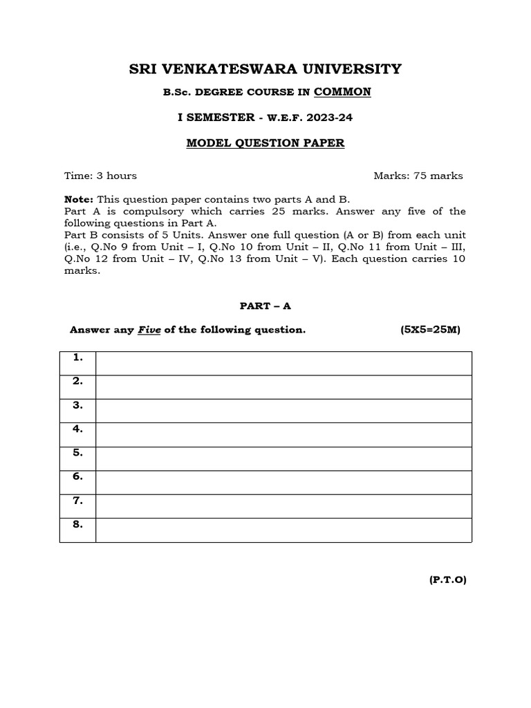 BSC MQP Format 2023 24 | PDF
