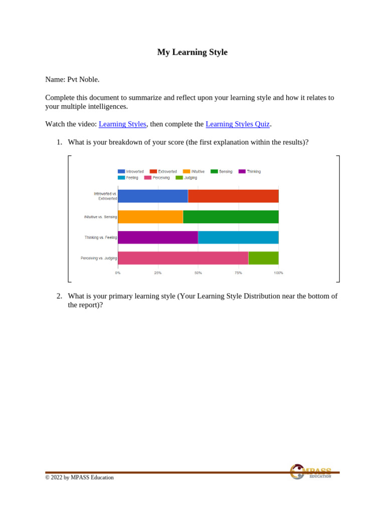 Understanding My Learning Style | PDF