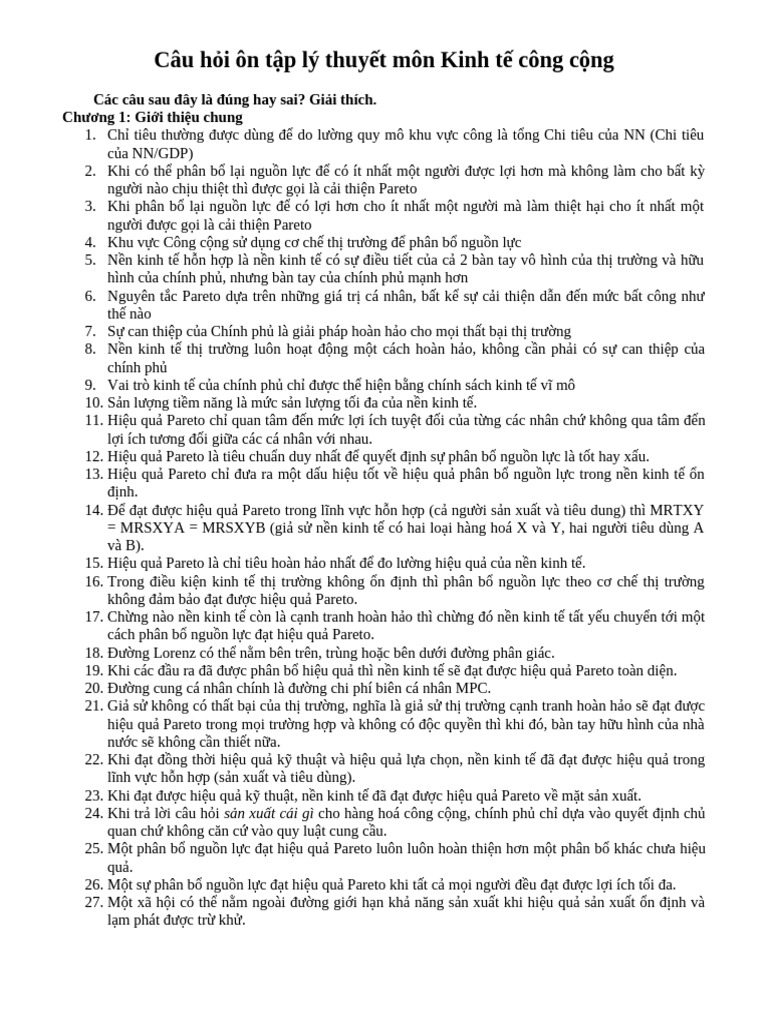 Câu hỏi ôn tập lý thuyết KTCC | PDF