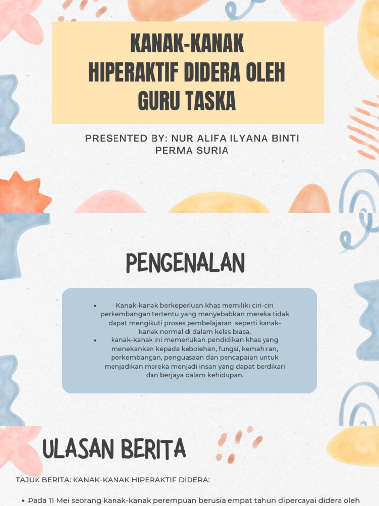 Kanak-Kanak Hiperaktif & Lambat Bercakap Didera Oleh Guru Taska | PDF