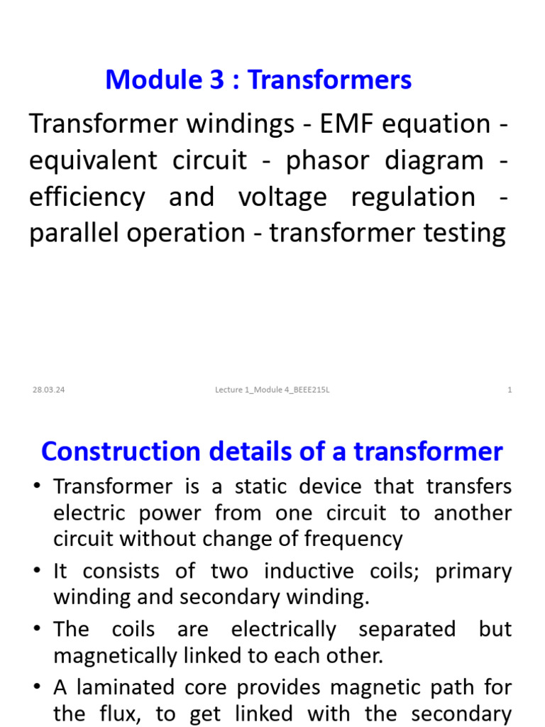 Module 3 | PDF | Transformer | Physical Quantities