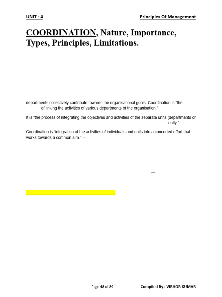 Unit - 2 Concept of Coordination | PDF | Goal | Hierarchy