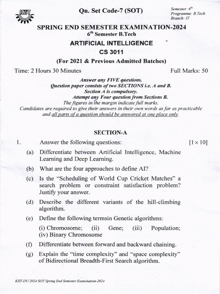 Artificial Intelligence END-2024 PYQ | PDF | Applied Mathematics ... Artificial Intelligence END-2024 PYQ | PDF | Applied Mathematics ...
