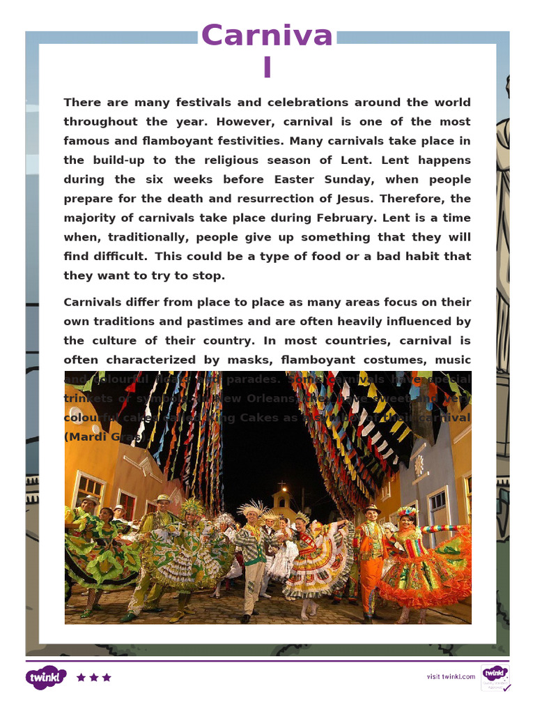 Carnival Reading Comprehension | PDF | Carnival | Mardi Gras