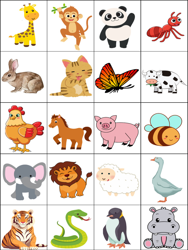 English Vocabulary Farm Animals Bingo Worksheet in Green Orange ...