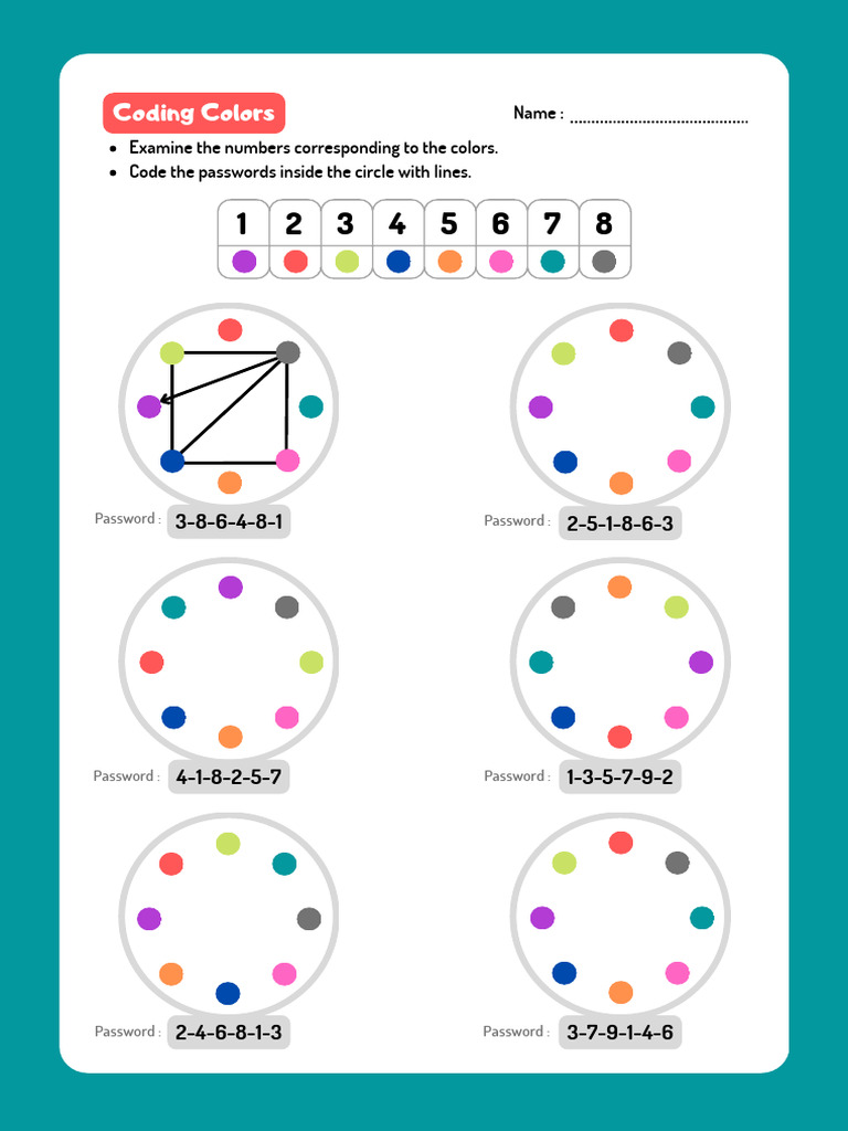 Password Coding and Color Activity | PDF