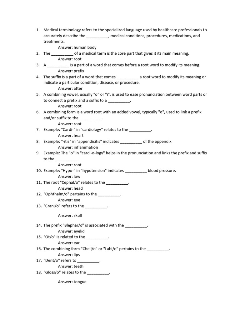 Terminology Test and Answer | PDF | Diseases And Disorders | Clinical ...