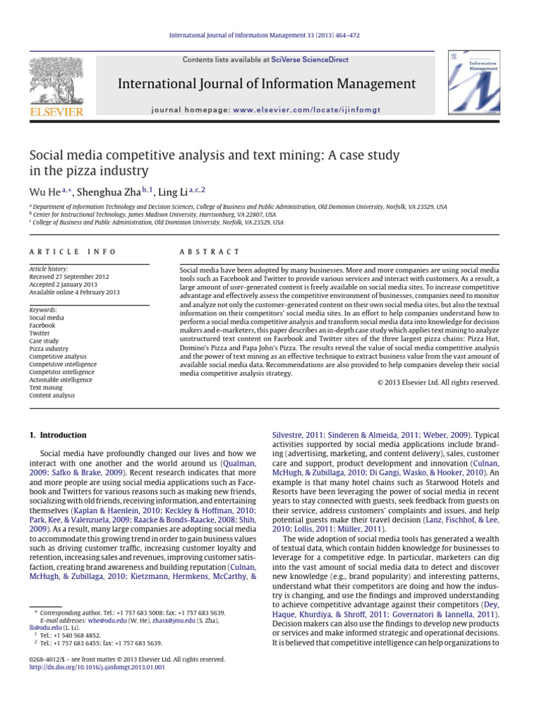 Social Media Competitive Analysis and Te | PDF | Social Media | Popular ...
