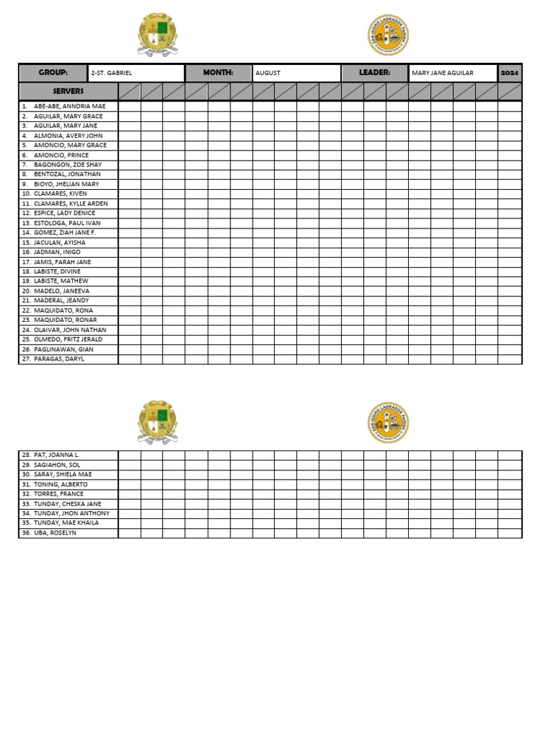 Group 2 Attendance Sheet | PDF