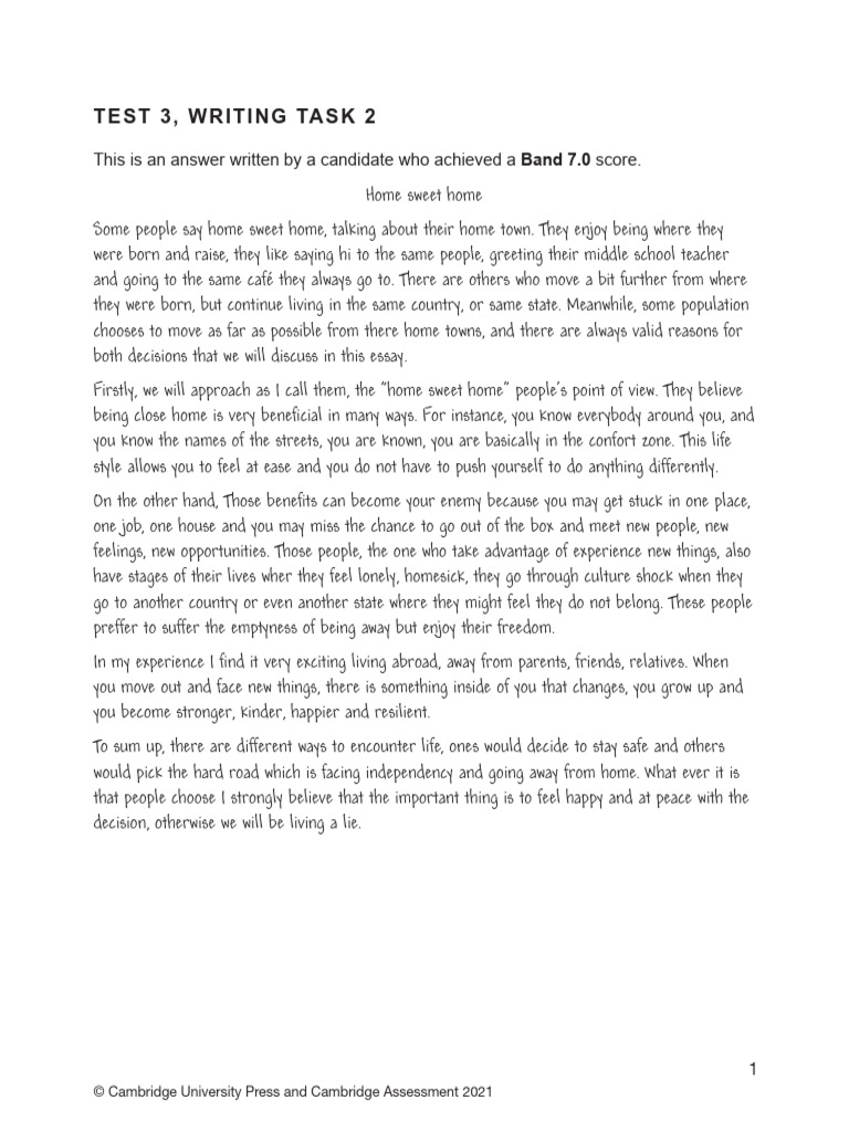 IELTS 16 General Training, Test 3, Writing Task 2 (Band 7.0) | PDF