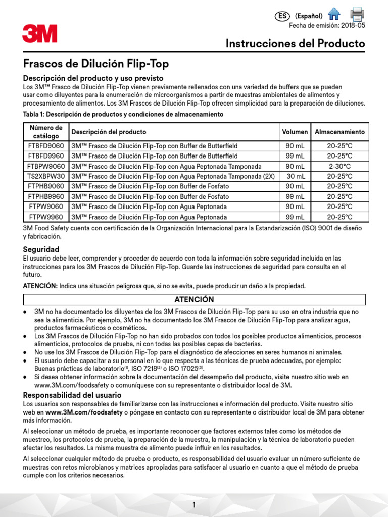 FT- FTBPW9060 - 3M - FLIP TOP DILUTION BOTTLES | PDF | Laboratorios