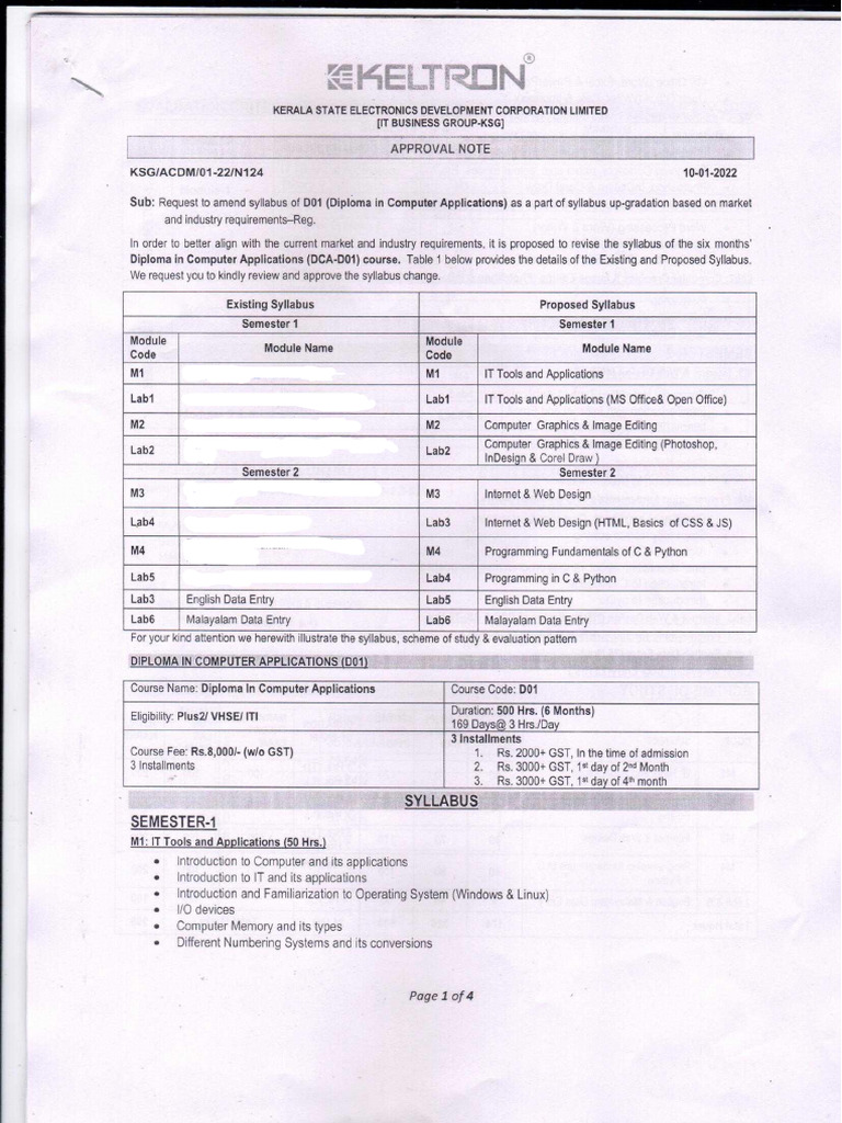 Dca v03 Syllabus | PDF