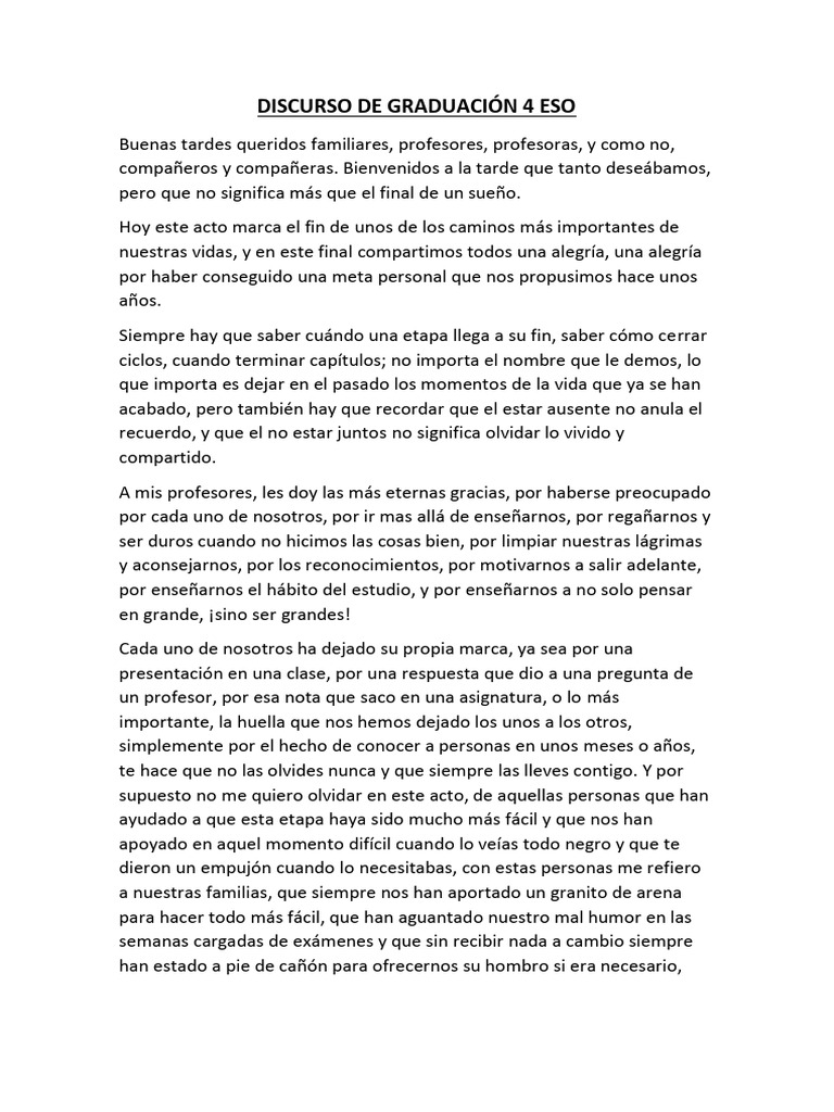 Discurso de Graduación | PDF