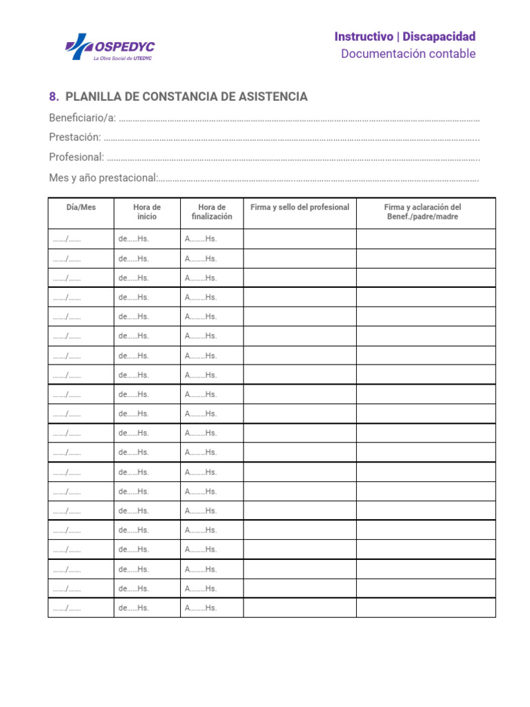 Planilla OSPEDYC | PDF