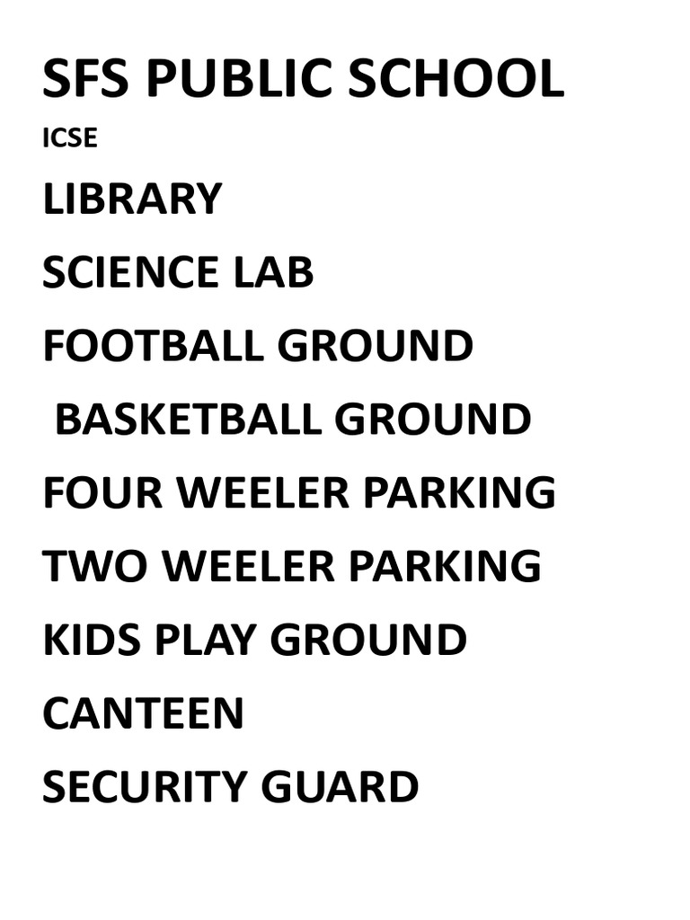 Sfs Public School Icse | PDF