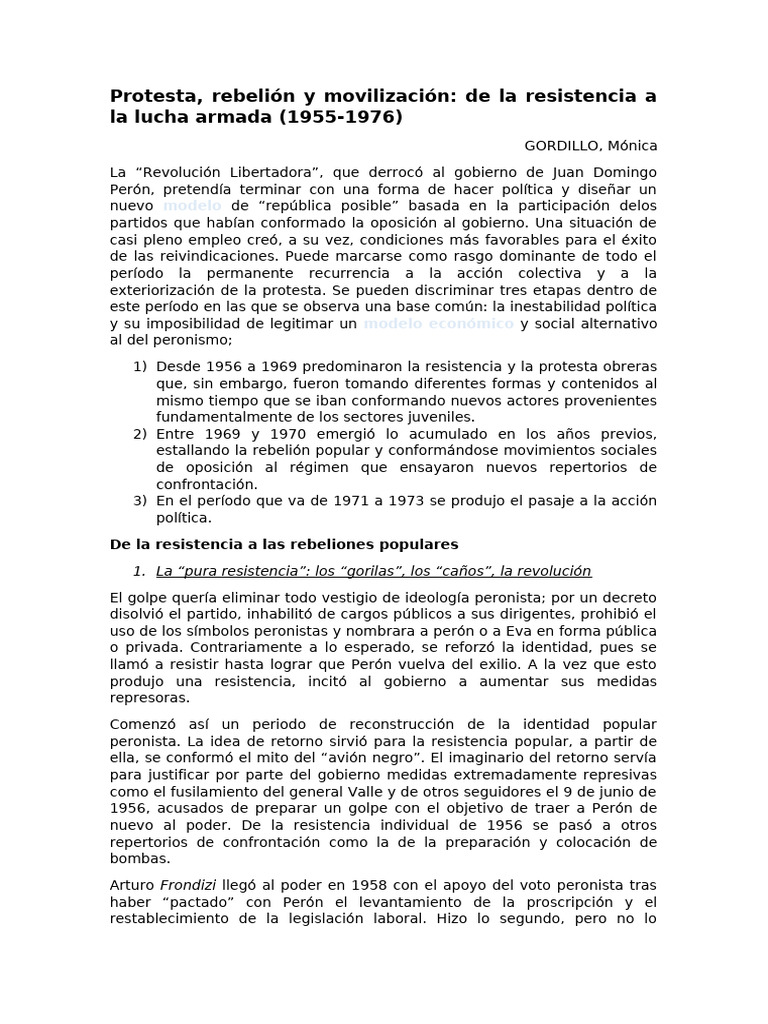 GORDILLO Protesta Movilización y Represión | PDF | Argentina
