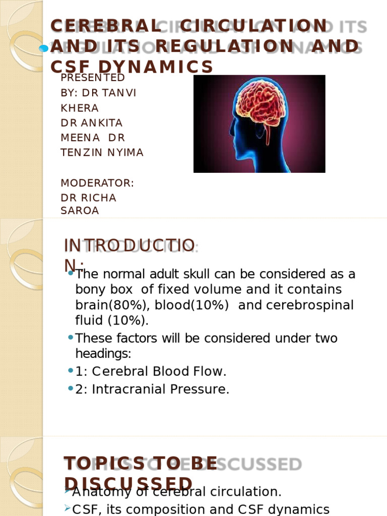 Cerebral Blood Flow and CSF Dynamics 7818 | PDF | Cerebrospinal Fluid ...