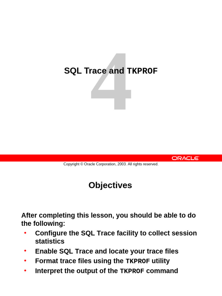 Less 05 Sql Trace And Tkprof Pdf Sql Databases