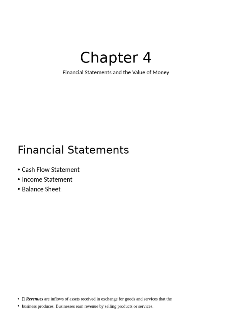 Chapter 4 - Financial Statements and The Value of Money | PDF | Interest | Equity (Finance)