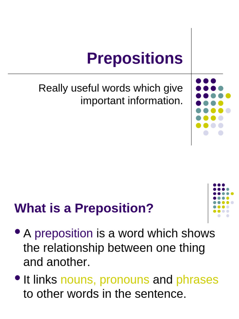 Prepositions | PDF | Preposition And Postposition | Morphology