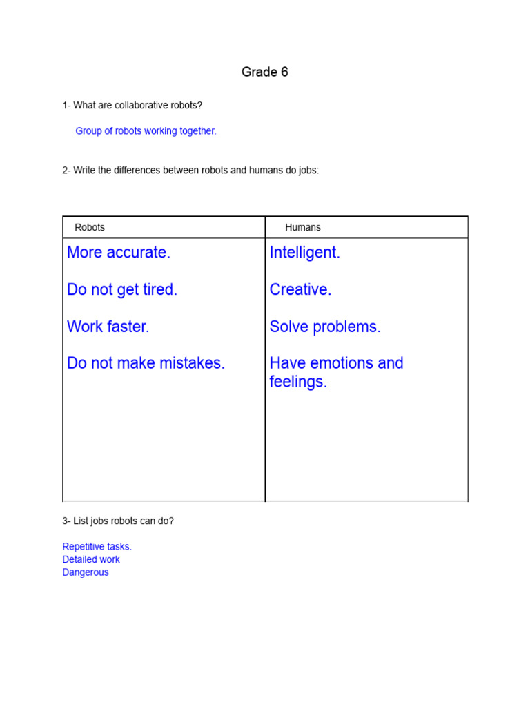 Revision grade 6 | PDF | Robot | Robotics