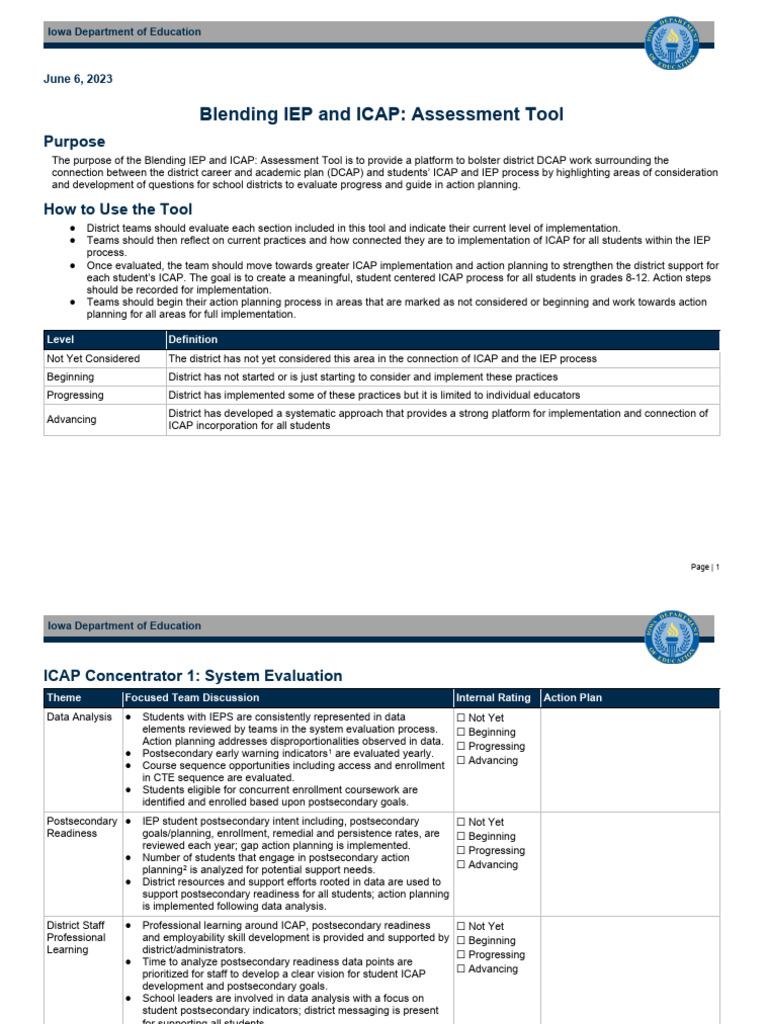 ICAP and IEP Integration Guide | PDF | Individualized Education Program ...