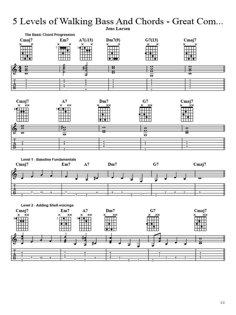 5-Levels-of-Walking-Bass-And-Chords-Great-Comping-Approach | PDF ...