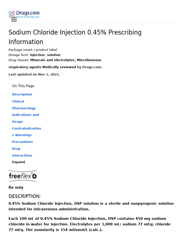 Sodium Chloride Injection 0.45% - Package Insert - Prescribing ...