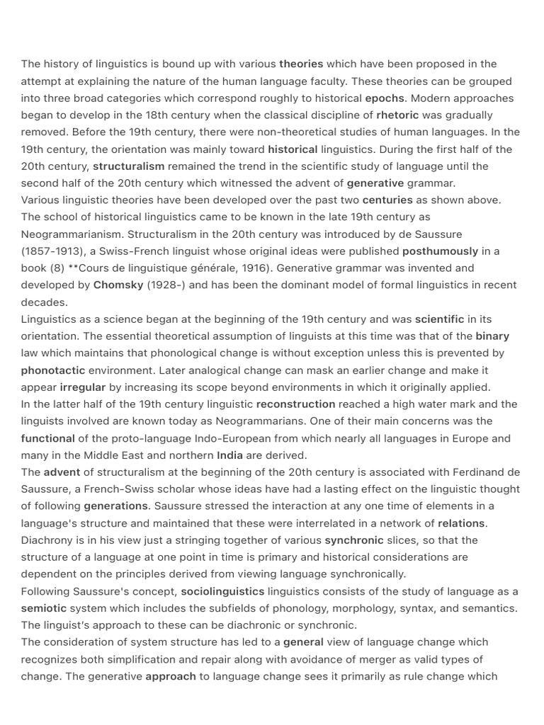 Evolution of Linguistic Theories | PDF | Linguistics | Communication