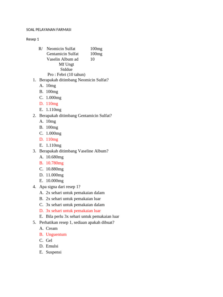 2024 SOAL PELAYANAN FARMASI XI Jeniiii | PDF
