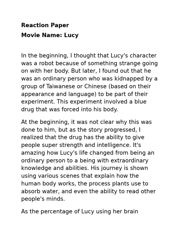 Lucy Reaction Paper | PDF