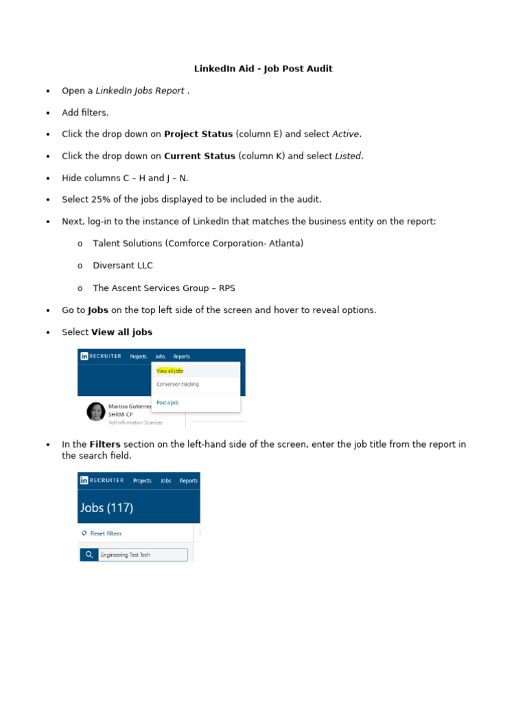 LinkedIn Job Post Audit Guide | PDF