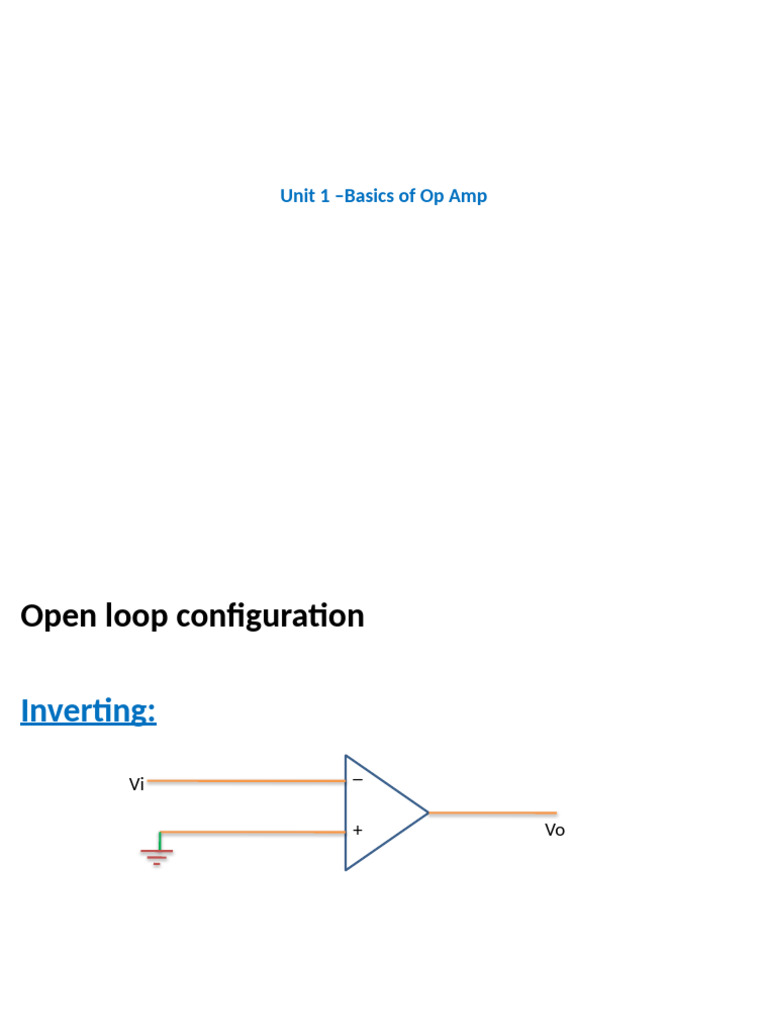 Unit 1 – Introduction to Op Amp | PDF | Operational Amplifier | Amplifier