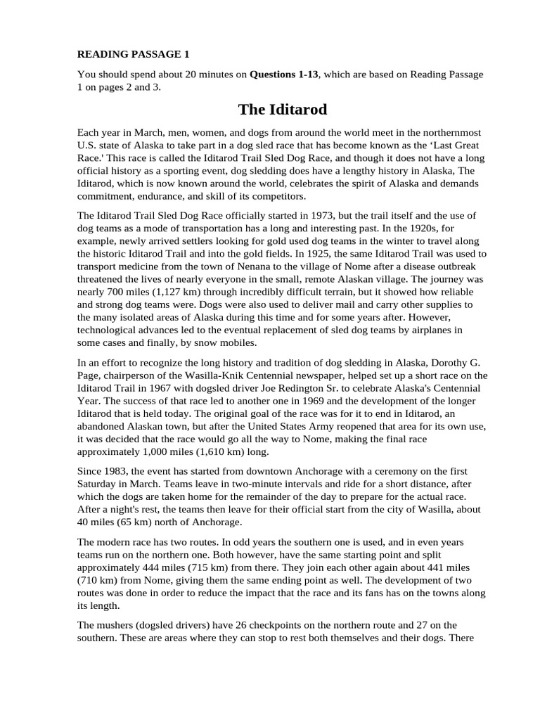 A320 - Reading Midterm | PDF | Iditarod Trail Sled Dog Race