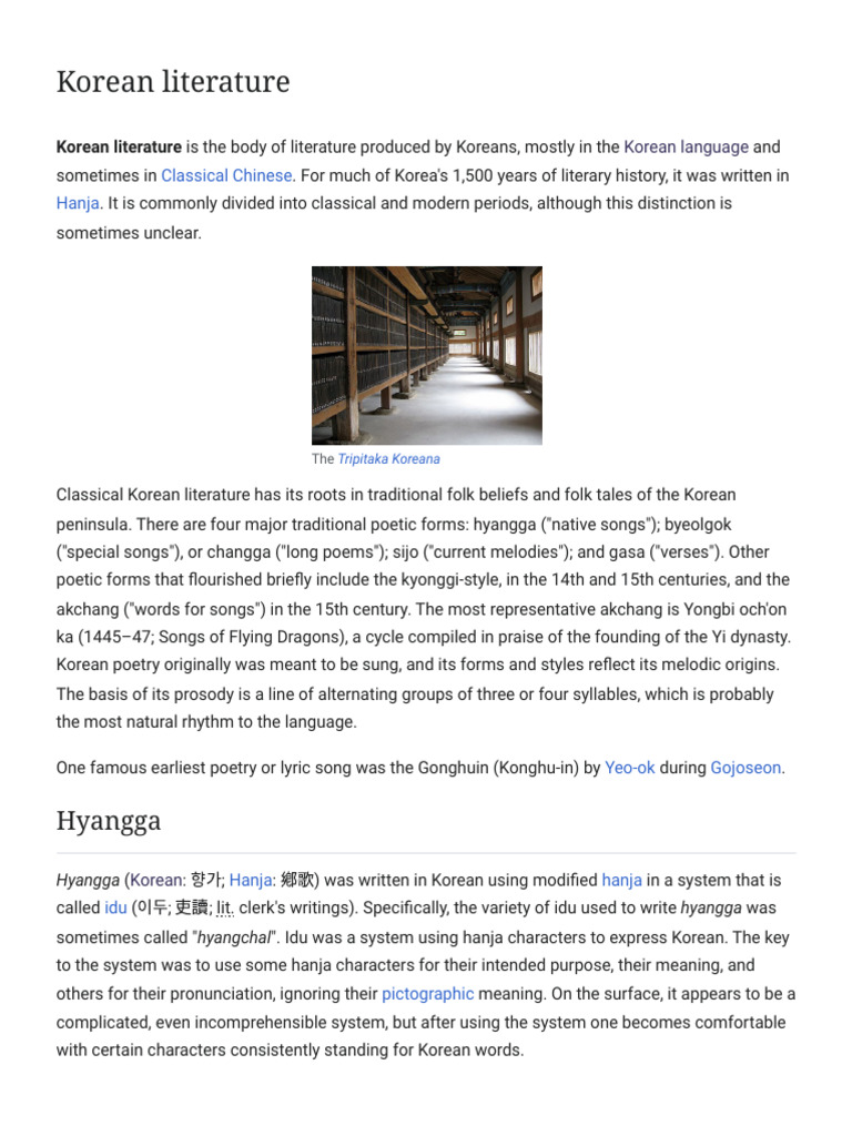 Overview of Korean Literary Traditions | PDF