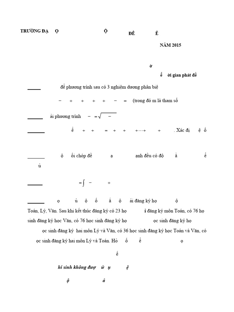 De Toan Thi Dau Vao KSTN 2015 | PDF