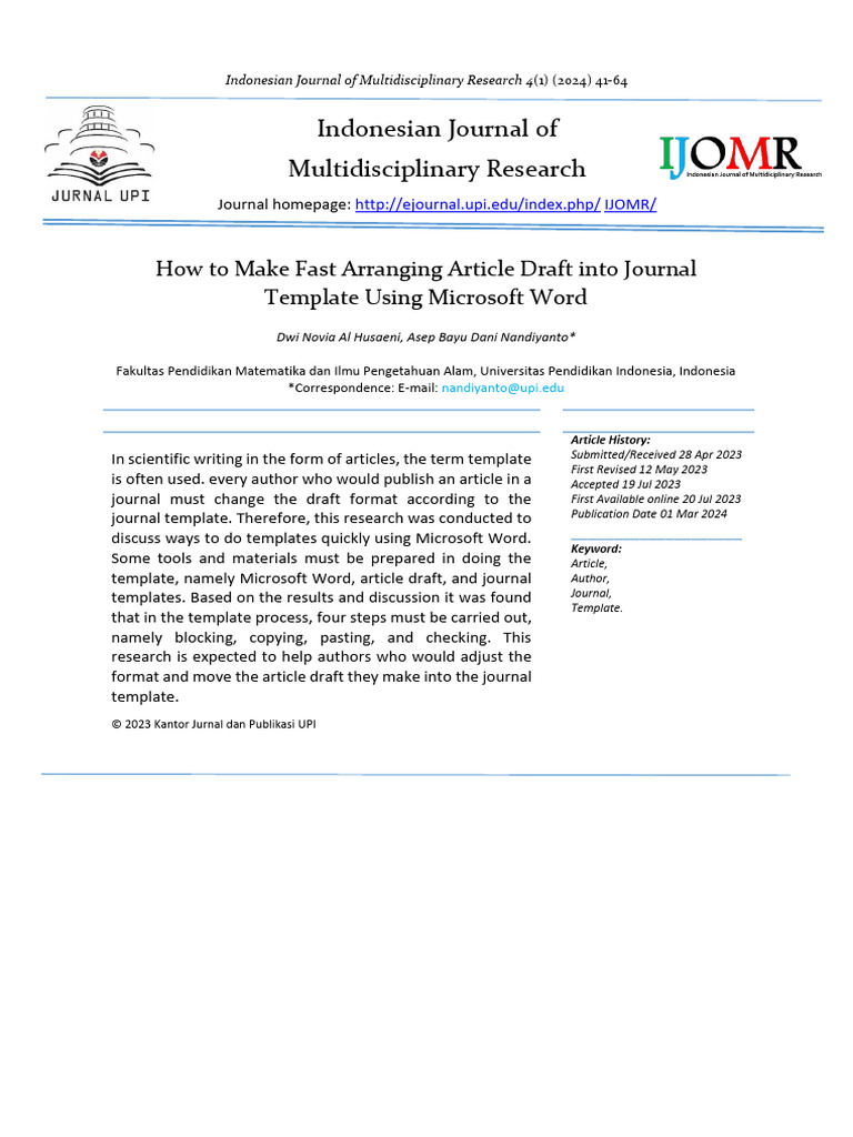 How To Make Fast Arranging Article Draft Into Journal Template Using ...