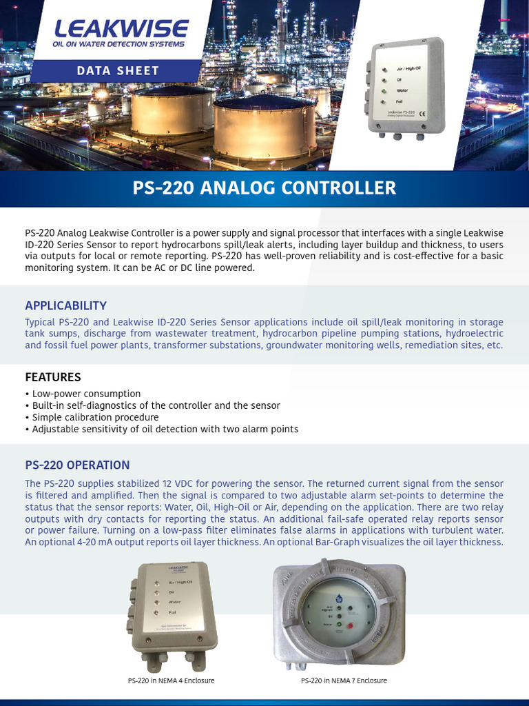 PS 220 Data Sheet 300 00095 Rev D | PDF | Power Supply | Sensor