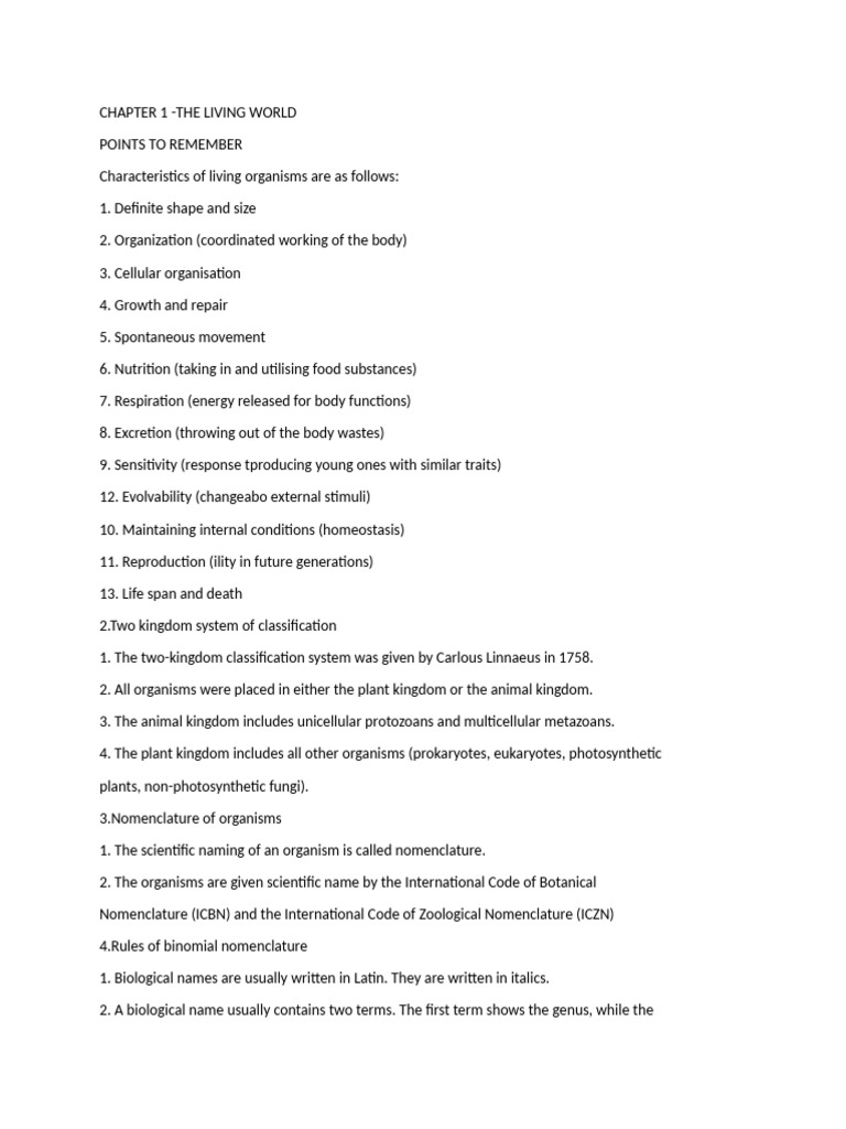 Characteristics of Living Organisms | PDF
