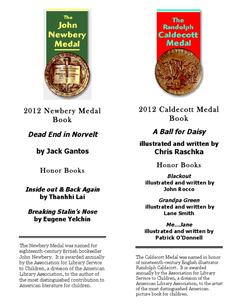 Caldecott and Newbery Bookmark 2012 | PDF