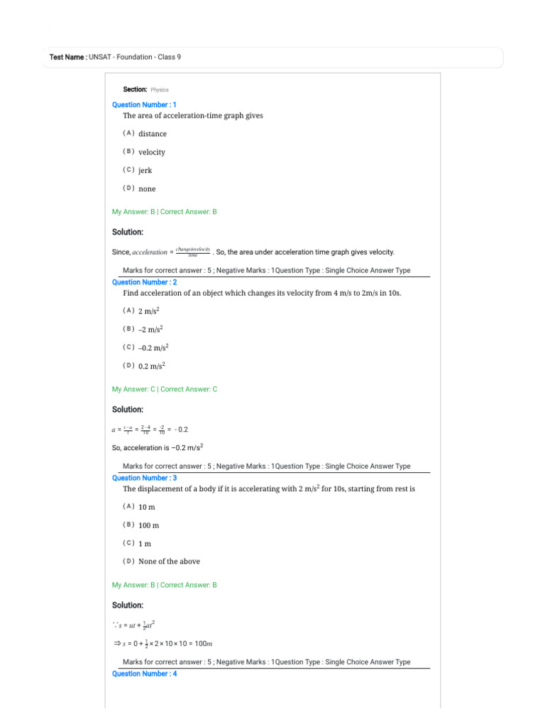UNSAT Class 9 Sample Test Paper | PDF | Muscle | Cell (Biology)